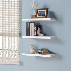 Wall Decor | White Floating Shelves Wall Storage Shelf With Invisible ...